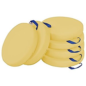 ECR4Kids SoftZone Floor Cushions with Handles, 2" Deluxe Foam, Round, Yellow, (6-Pack)