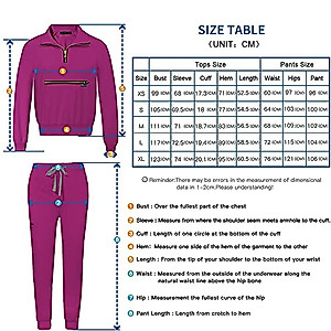 niaahinn Scrub Set with Long Sleeve for Women Scrub Top & Jogger Scrub Pants Medical Working Uniforms with Pockets (Navy Blue,M)