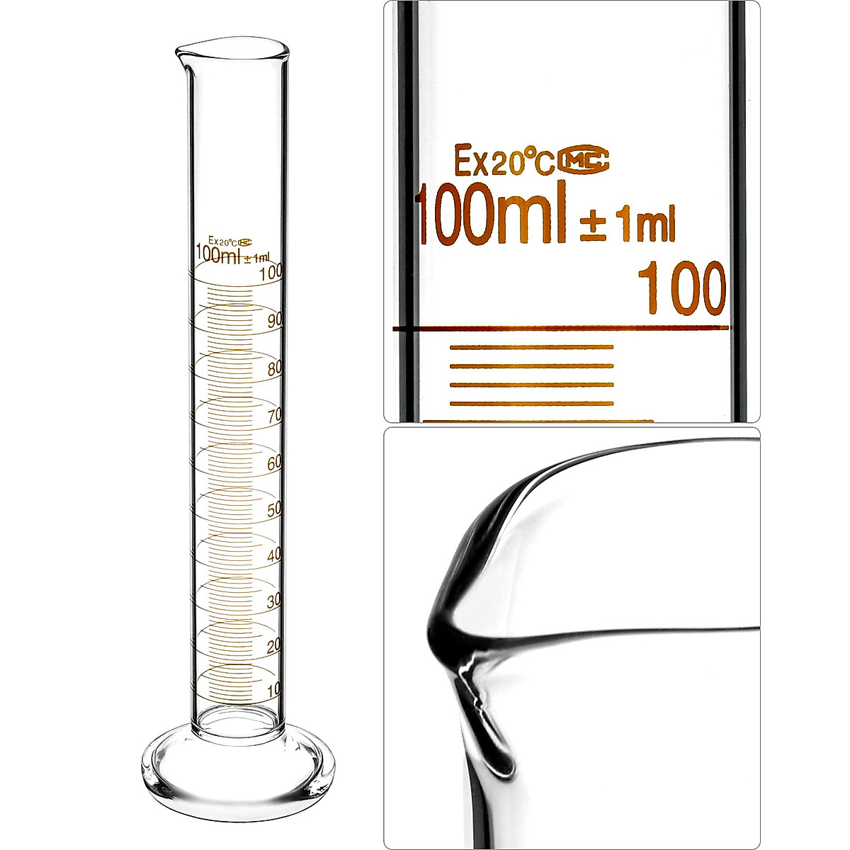 QWORK Lab Glassware Set, Quality Borosilicate Glass Beaker Flask Cylinder Set, Heat Resistant, Ideal for Laboratories and School Science Experiments