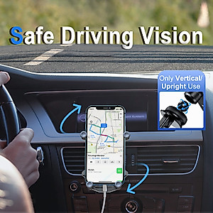 xuenair Car Phone Holder Vent, [Easiest Operation] Gravity Automatic Phone Holder for Car, [Aluminum & Compact] Vent Phone Mount for Car, Android Car Phone Holder iPhone 15 Pro Max-Black