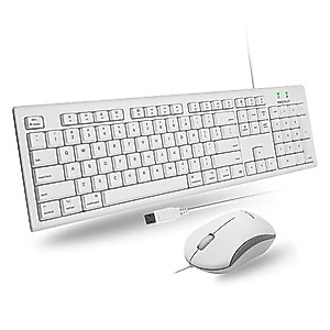 Macally Full Size USB Wired Mac Keyboard and Mouse Combo - Compatible Ergonomic Apple Keyboard and Mouse with Mac Shortcuts and Number Keypad for Mac Mini Pro, iMac Computer, MacBook Pro Air Laptops