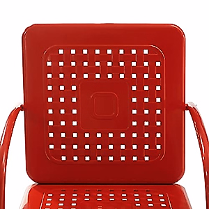 Crosley Furniture Bates 2-Piece Outdoor Chair Set, Retro Metal Patio Chairs for Dining, Porch, Deck, Balcony, Bright Red Gloss