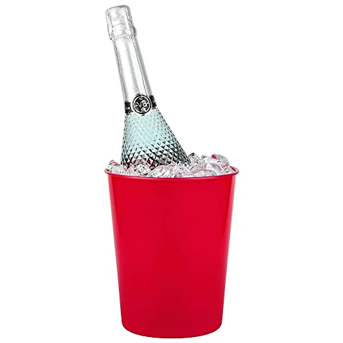 12 Pack Ice Buckets for Parties, Plastic Wine Cooler for Champagne, Beverage, Soda and Beer, Classic Wine Bottle Chiller for Wedding, Versatile Buckets as Vase, Flower Pot or Trash Bin, Red