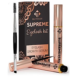 Organic Eyelash Growth Serum - Vegan Lash Enhancer & Primer Improved Formula With Biotin and Oat Grow Peptides for Longer, Thicker Lashes and Eyebrows