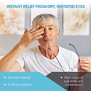 Clear C Eyelid Wipes Pre-Moistened for Dry Eyes – Rinse Free Eye Lid Cleaning Wipes – Individually Wrapped Travel Eye Wipes, 1 Box of 30