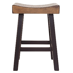 Signature Design by Ashley Glosco Farmhouse 25.5" Counter Height Saddle Barstool, 2 Count, Two-Tone Brown