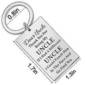 Uncle Gifts from Niece Nephew Mens Stocking Stuffers for Men Adults Uncle Keychain Uncles Gift Funny Christmas Present Thank You for Being My Uncle to be Father's Day