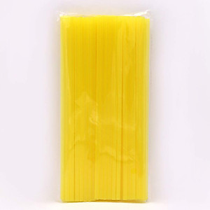 DOITOOL 200 Pcs Plastic Straws Disposable Flat Mouth and Straight Drinking Straws Smoothie Drink Straws for Wedding Birthday Party Favors- 26x0.6 cm (Yellow)