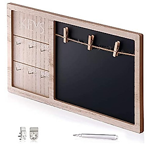 Key Hooks Photo Hangers Chalkboard Wall Mounted Keychains Organizer - Bohemian Hanging Photo Note Board Key Racks Hanger Suitable for Entryway, Front Door, Hallway for Boho and Rustic Decor.