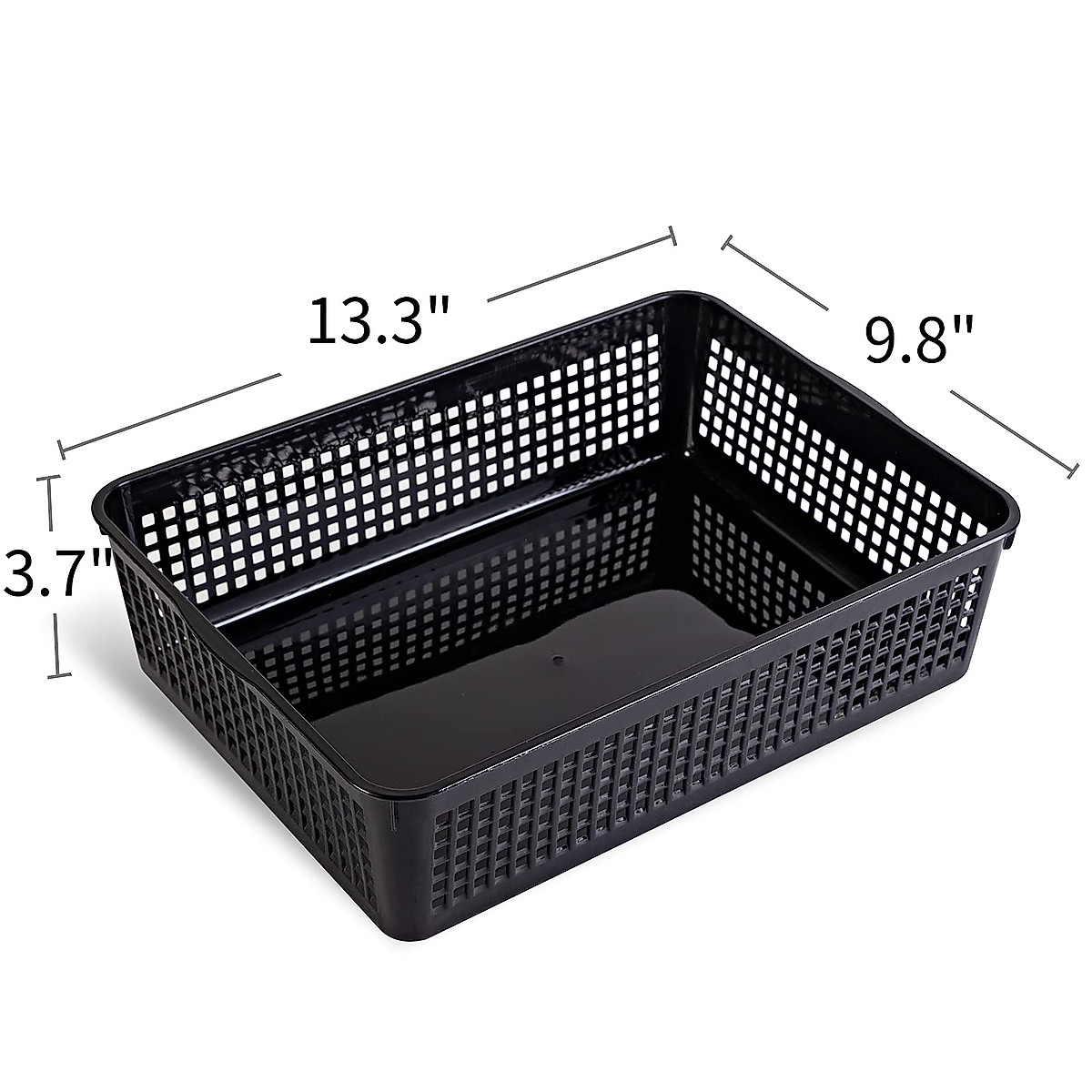 Eslite A4 Size Plastic Storage Basket,Desktop File Paper Letter Organizer Tray, 6-Packs (Black)