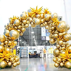 INFLORAL Metallic Gold Balloon Arch Kit Different Sizes 18 10 5 Inch Shiny Chrome Gold Latex Balloons for Graduation Baby Shower Birthday Party Decorations