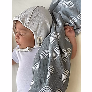 Miaoberry 100% Organic Cotton Muslin Blanket| Sage Green Rainbow Baby Swaddle Set| Newborn Boy Girl Unisex Neutral| Boho Vintage Monthly Picture Blanket