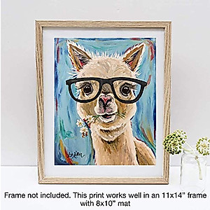 Alpaca Art Print - Alpaca Decor - Alpaca with Glasses Art - Gifts for Alpaca Lovers - Cute Alpaca Print - Alpaca Gifts - Alpaca Wall Art - Llama Art Alpaca Art from Lee Keller, Hippie Hound Studios
