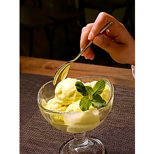 SOUJOY 6 Pack Glass Footed Dessert Bowl, 8oz Ice Cream Cup, Clear Haavy Duty Parfait Fruit Cup for Sundae, Ice Cream, Cocktail, Salad, Condiment, Trifle