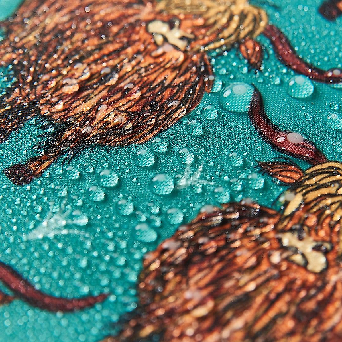 ECO CHIC Lightweight Packable Backpack Handy Foldable Travel Daypack (Highland Cow Teal)