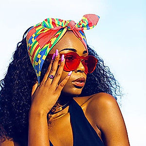 RechicGu 6 Pieces African Turban Headband For Women Girls Ankara Print Bonnet Beanie Cap Pre-Tied Bow Bowknot Headwrap Stretchy Dreadlocks Locs India Yoga Workout Hair Bandana