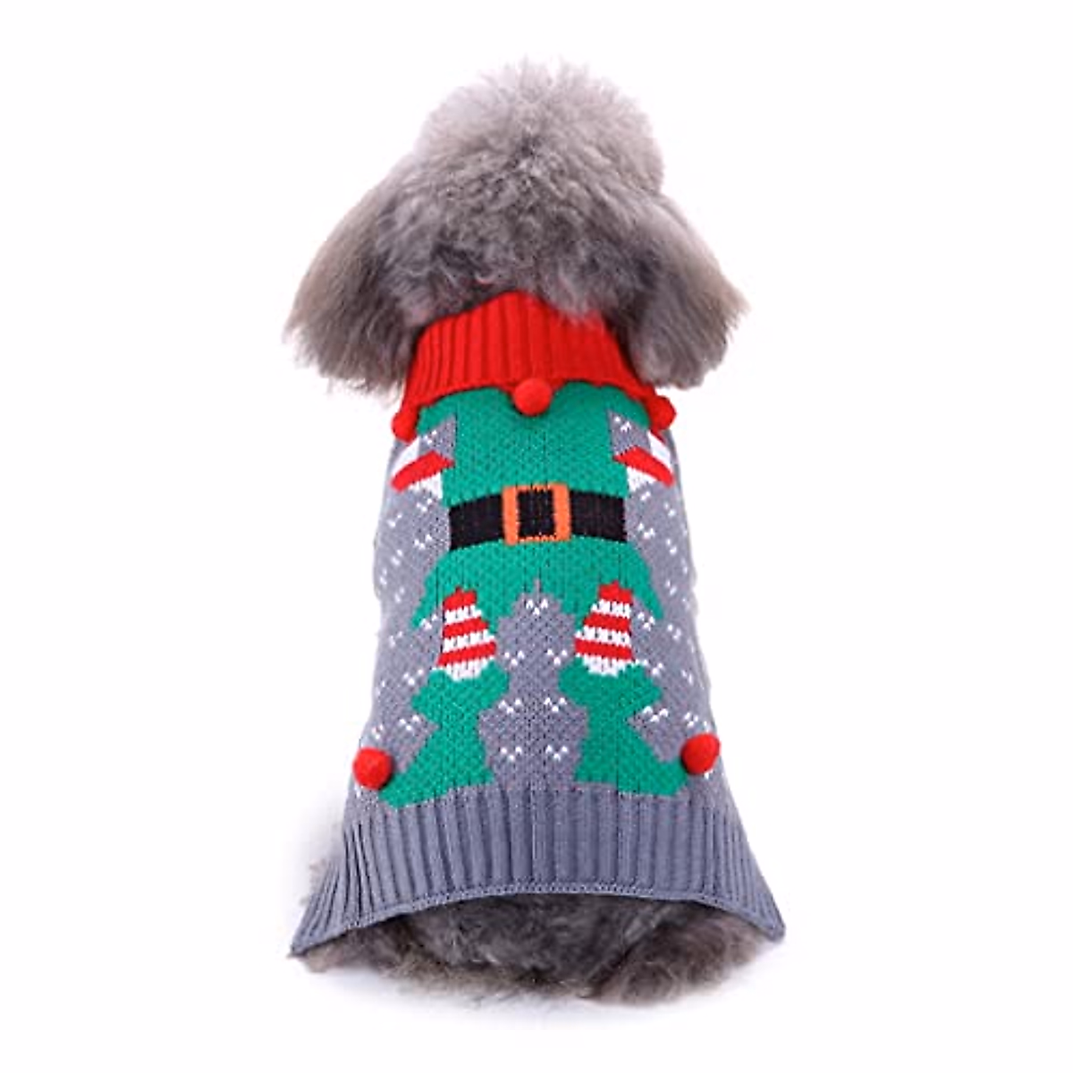 Ornaous Cute Dog Cat Ugly Christmas Sweater, Pet Xmas Elf Knitted Sweater Warm Clothes for Holiday （XXL Size）