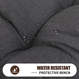 RACE LEAF Bench Cushion 45" x 18" Grey, Outdoor/Indoor Water Resistant Bench Seat Pads, Tufted Loveseat Cushion for Swing, Wicker, Garden Bench, Indoor, Shoe Storage, Window, Piano