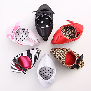 Newborn Baby Girls Shoes Bowknot Soft Sole Crib Shoes (0-6 M, Leopard)