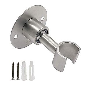 BokWin Stainless Steel Shower Head Holder, 360° Adjustable Handheld Bathroom Shower Head Bracket, Metal Shower Spray Holder Wall Mount, Brushed SUS 304 Steel Holder (Screw Installation)