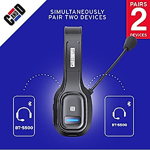Car and Driver Trucker Bluetooth Headset, Wireless Headset Noise Canceling Headphones with Microphone, Home Office, Zoom, Call Center, Clear Highway| Siri, Alexa, Google Comp (BT5500, Over-Head)