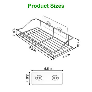 SMARTAKE 2-Pack Shower Caddy, Adhesive Bathroom Shelf Wall Mounted, No Drilling Strong Shower Caddies Kitchen Racks - Stainless Steel Storage Organizers (9.9 Inches), Silver