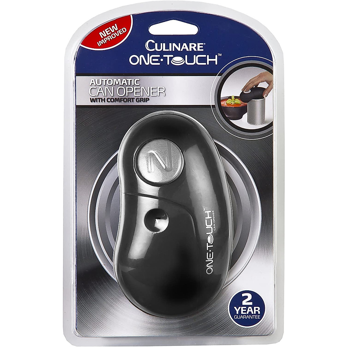 Culinare C50650 One Touch Electronic Tin Opener, Blackm, Plastic/Stainless Steel, Automatic Can Opener, Battery Operated/Hands-Free Use/Magnetic Lid Removal/Soft-Grip, Batteries Not Included, 12.5 cm