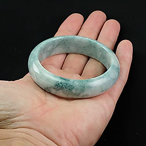 59mm Certified Bluish Green Burma Jadeite Jade Bangle Bracelet