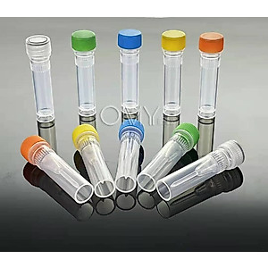 WOHUAFUN 2.0 ml Cryovial, External Cap, Polypropilene Bag x 50 Color Assorted
