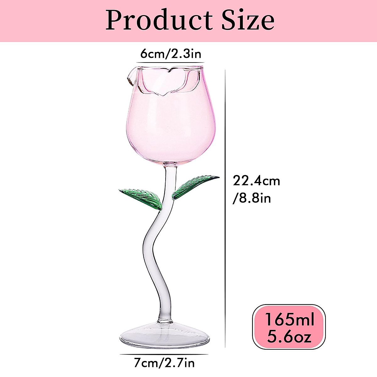 INFTYLE Rose Wine Glasses Set of 2 Creative Wine Goblet Champagne Flutes Classy Red Wine Glass, Ideal Gifts for Housewarming, Wedding, Birthday Celebrations