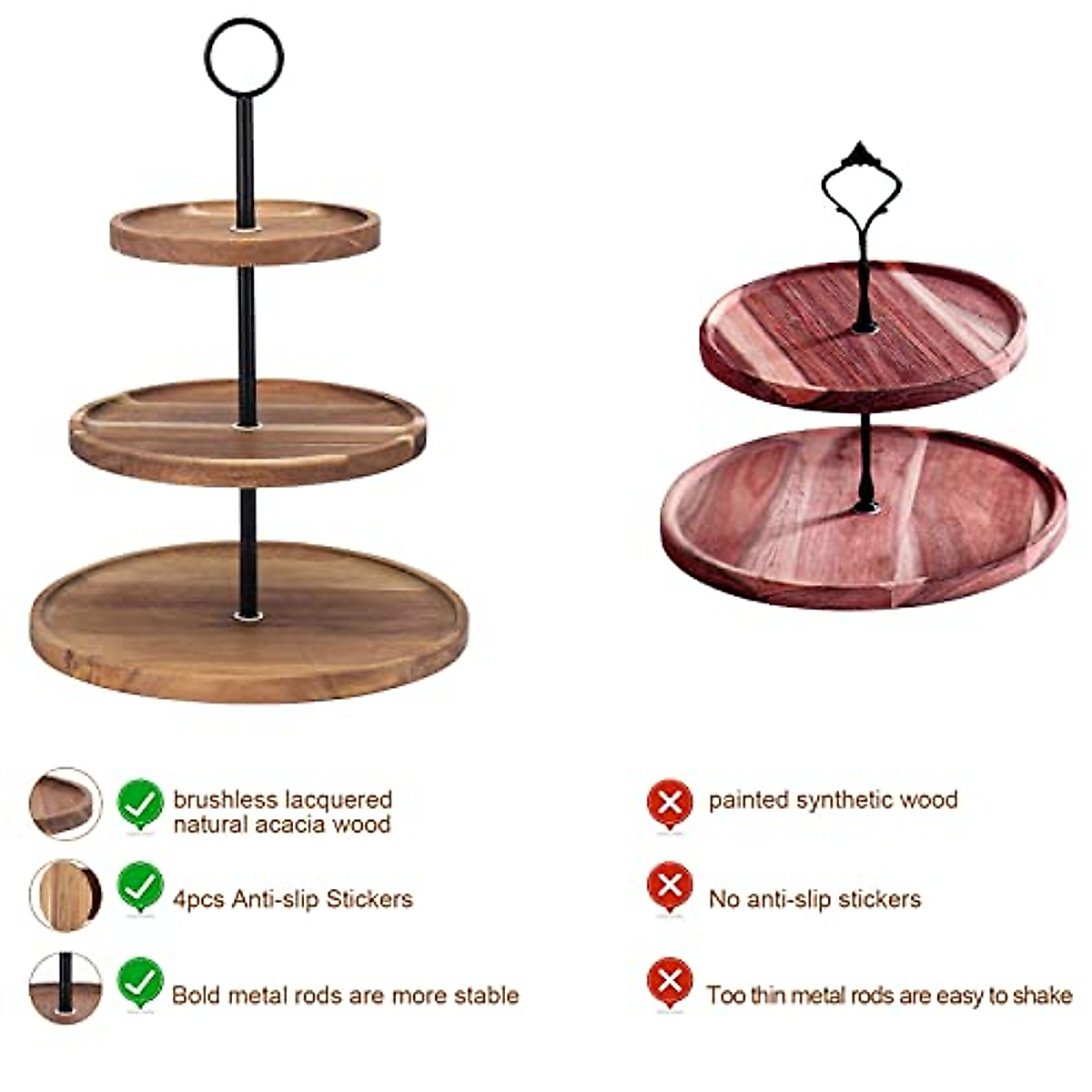 3 Tier Cupcake Stand, Wood Tiered Serving Tray Cupcake Tower, Serving Stand Display Dessert Cookie Candy Buffet Holder for Home Tea Party, Wedding, Farmhouse Decor, Tea Party Decor, Kitchen Decor