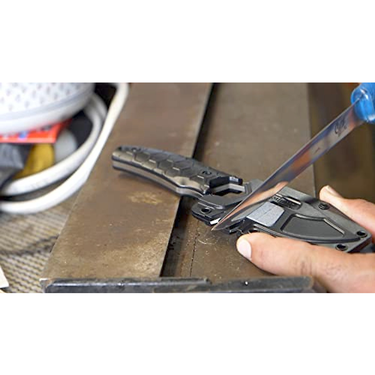 CAMILLUS Comb 7.25" Clip Point Blade Durable Corrosion-Resistant 420 Stainless Steel Outdoor Survival Hunting Fishing Camping Fixed Blade Knife, Molded Sheath with 4 Additional Functions Included