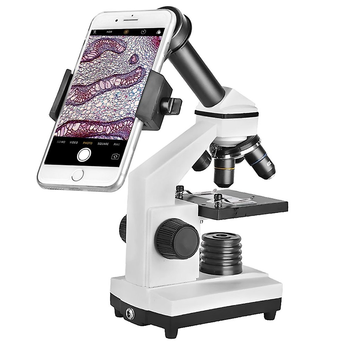 Microscope Lens Cellphone Adapter, Microscope Smartphone Camera Adapter - for Microscope Eyepiece Tube 23.2mm, Built-in WF 16X Microscope Eyepiece