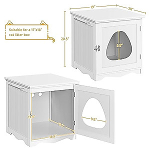 Yaheetech Cat Litter Box Enclosure, Hidden Litter Box Furniture Indoor Pet Crate Cat House Night Stand Cat Washroom w/Vent Holes & Towel Bar, Pet Cabinet Side Table for Small Cats