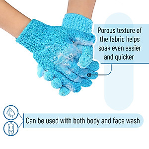Slick- Exfoliating Gloves, 4 Pcs, Skin Exfoliator for Body, Shower Gloves, Scrub Gloves Exfoliating, Exfoliating Body Scrub Gloves, Loofah Glove, Exfoliation Mitt, Bath Gloves