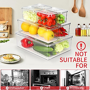 14 Pack Fridge Organizers Bins and Storage, PBA Free Refrigerator Organizer Bins with Lids, Stackable Food Storage Organizer Bins for Kitchen, Countertops, Cabinets, Fridge, Drinks, Fruits, Vegetable