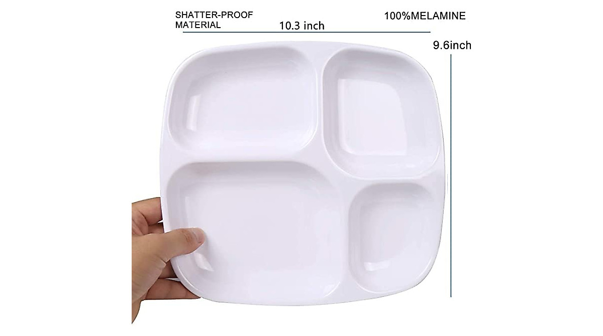 HOMEREFROM 8 Pcs Melamine Compartment Plates - Durable & Safe