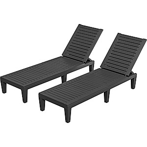YITAHOME Chaise Outdoor Lounge Chairs with Adjustable Backrest, Sturdy Loungers for Patio & Poolside, Easy Assembly & Waterproof & Lightweight with 265lbs Weight Capacity, Set of 2, Taupe