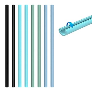 HAPPY CREATE 8 Pcs Reusable Silicone Premium Softy Drinking Straws in Snap Straw-Openable Design Hot and Cold Compatible（4 colors）