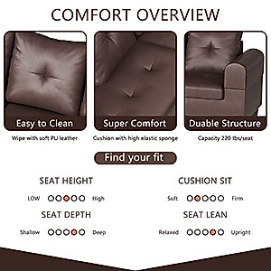 Lamerge Sectional Sofa Couch for Living Room, Modular Sectional Sofa with 6 Seats L Shaped Sofa Set with PU Leather Ottoman, Button Tufted Comfy Living Room Sofa Couch for Small Place