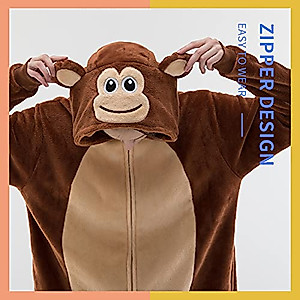 COSUSKET Snug Fit Unisex Adult Onesie Pajamas, Flannel Cosplay Animal One Piece Halloween Costume Sleepwear Homewear