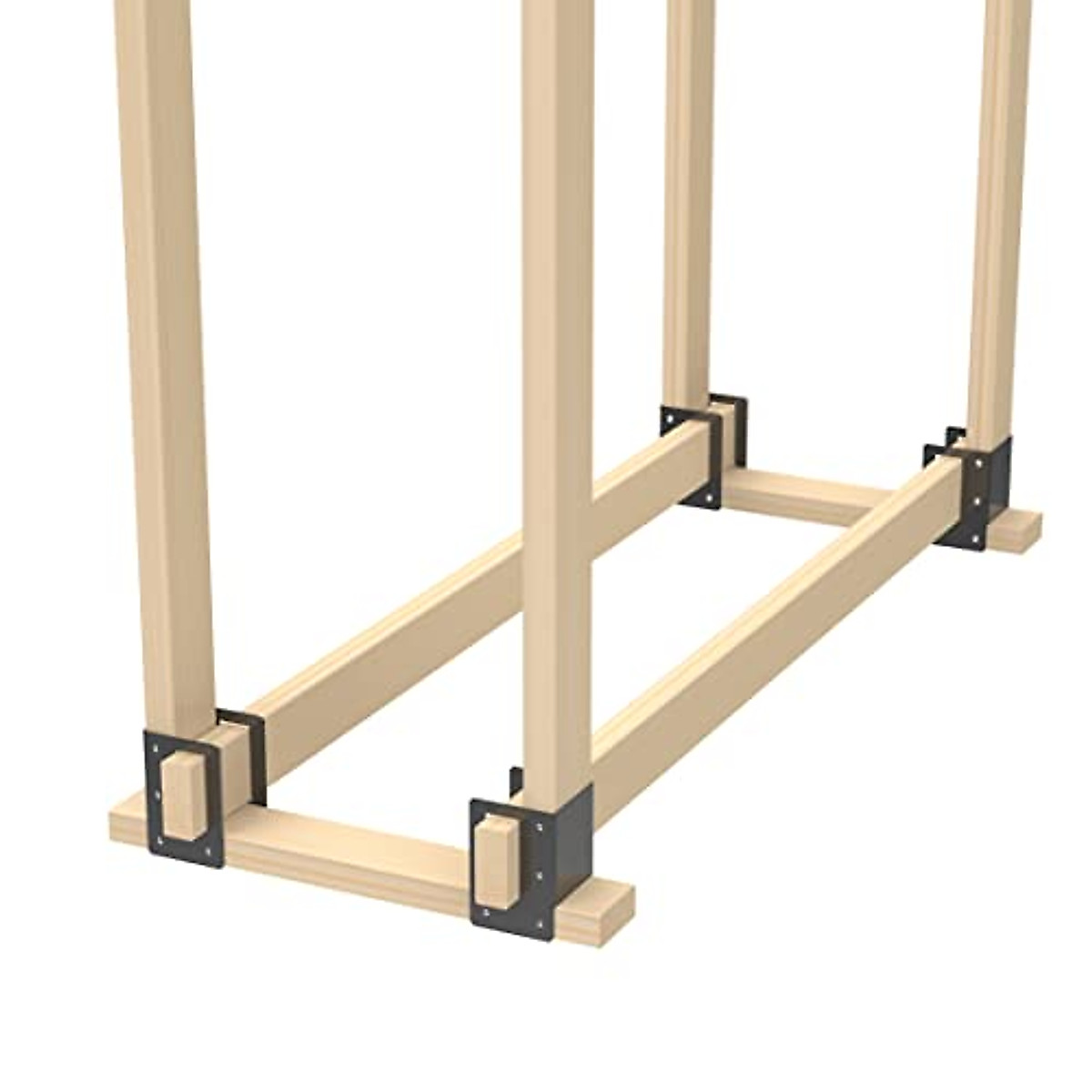 c2M Width & Depth Adjustable Elevated Outdoor Firewood Log Storage Rack Bracket Kit | Heavy Duty & Quick Assembly | Made in the USA + Hardware Included