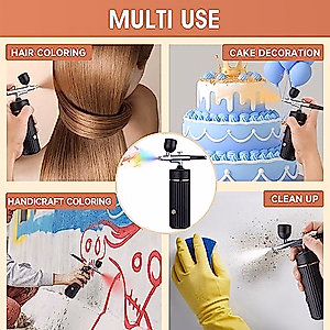 Cordless Airbrush Kit Rechargeable Airbrush Compressor 23-48PCI for Art Painting,Cake Airbrush Decorating, Crafts, Model Painting, Air Brush Painting, Nail Airbrush Machine