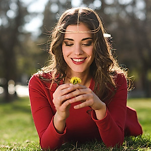 MTLEE 6 Pcs Gold Head Chain Jewelry Boho Bridal Headpiece Turquoise Tassel Headbands Boho Hair Accessories for Women Girls