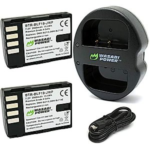 Wasabi Power Battery (2-Pack) and Dual USB Charger for Panasonic DMW-BLF19 and Panasonic Lumix DMC-GH3, DMC-GH4, DC-GH5, DC-GH5S, DC-G9