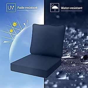 AAAAAcessories Outdoor Deep Seat Cushions for Patio Furniture, Water-Resistant Replacement Patio Chair Cushions, 24 x 24 x 5 inch, Navy Blue