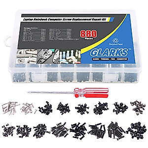 Glarks 880pcs Laptop Notebook Computer Screw Replacement Repair Kit for Lenovo Dell Toshiba Sony Samsung HP Gateway (Extra: Phillips Screwdriver)