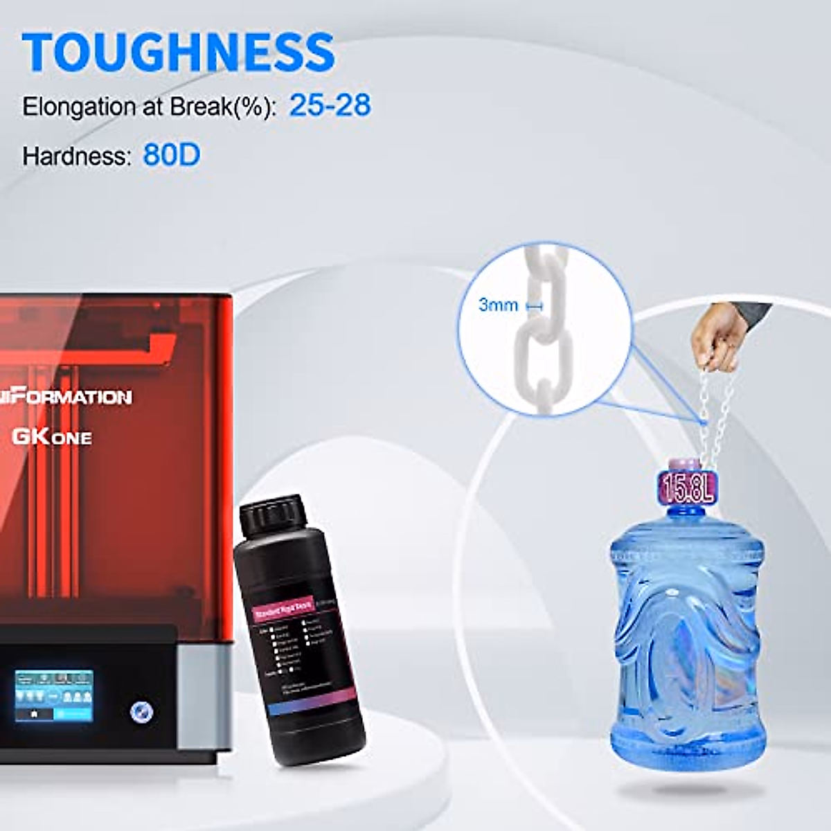 Uniformation PLA Plant-Based Resin Biodegradable UV Curing Resin 405nm for LCD 3D Printer, Low Odor,High Precision X15 Transparent, 1kg