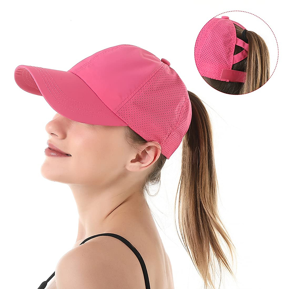 Cross Hat Womens Baseball Cap -Cross Ponytail Hat Baseball Cap Red