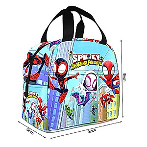 VAYNEIOJOY Spidey Friend Lunch Bag Tote Meal Bag Reusable Insulated Portable With Pockets Boys And Girls Lunch Box Picnic Travel Outdoor For Adult Men Women